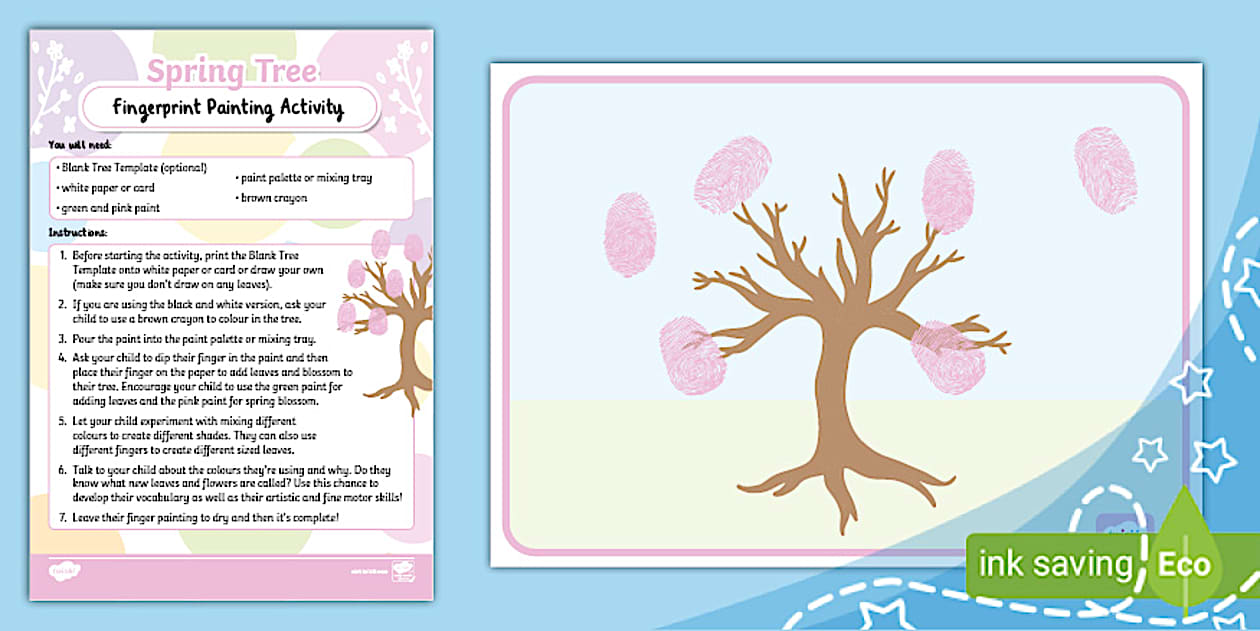 Spring Tree Fingerprint Painting Activity (teacher made)