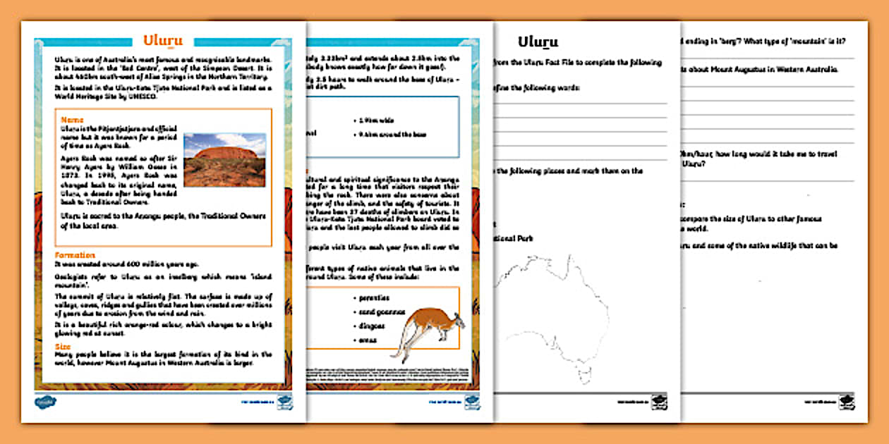 Uluru Fact File Activity Sheet - HASS - Topics - Years 3-6