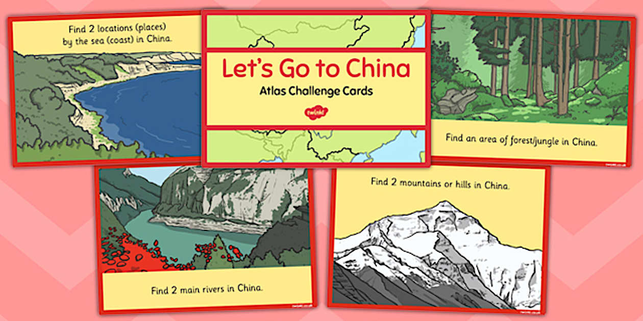 Editable Let's Go to China Atlas Challenge Cards - Twinkl