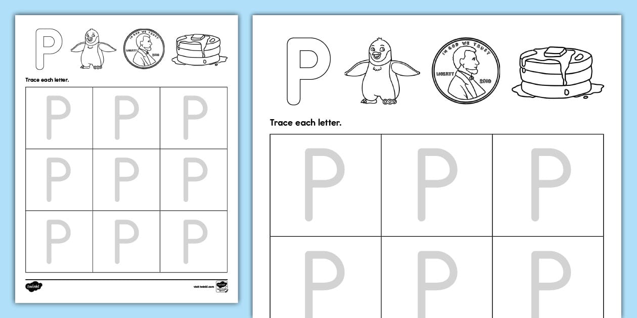 Uppercase Letter P Tracing Worksheet (teacher made) - Twinkl