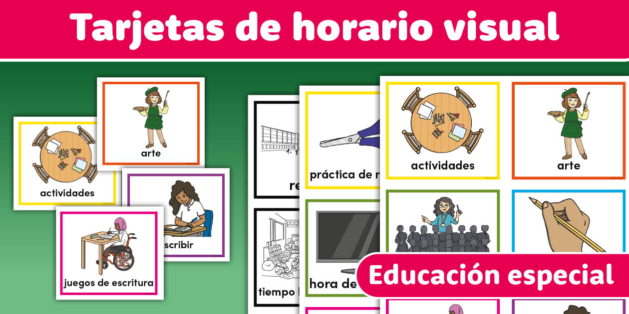 Tarjetas de horario visual para educación especial