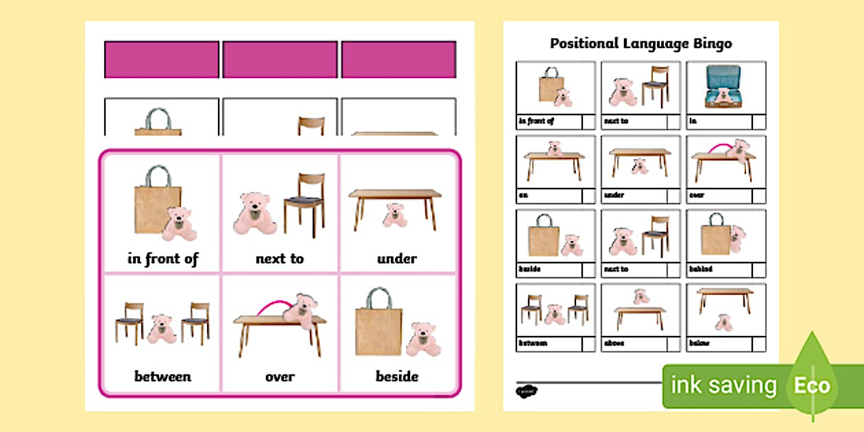 Positional Language with Photos Bingo (teacher made)