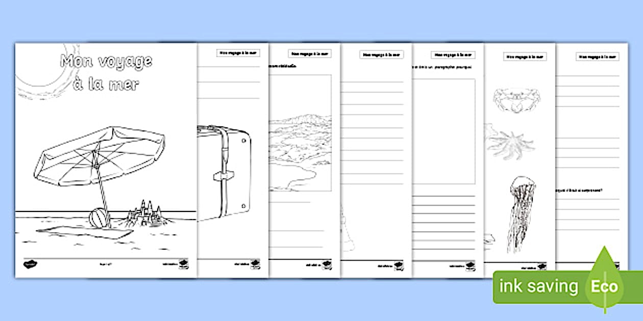 Summer-themed Printable French Booklet - Grades 4-6 - Twinkl