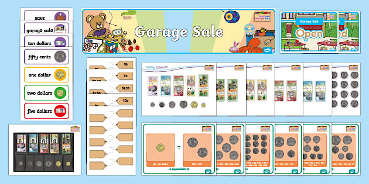 The Magnificent Garage Sale Australian Money Role Play Pack