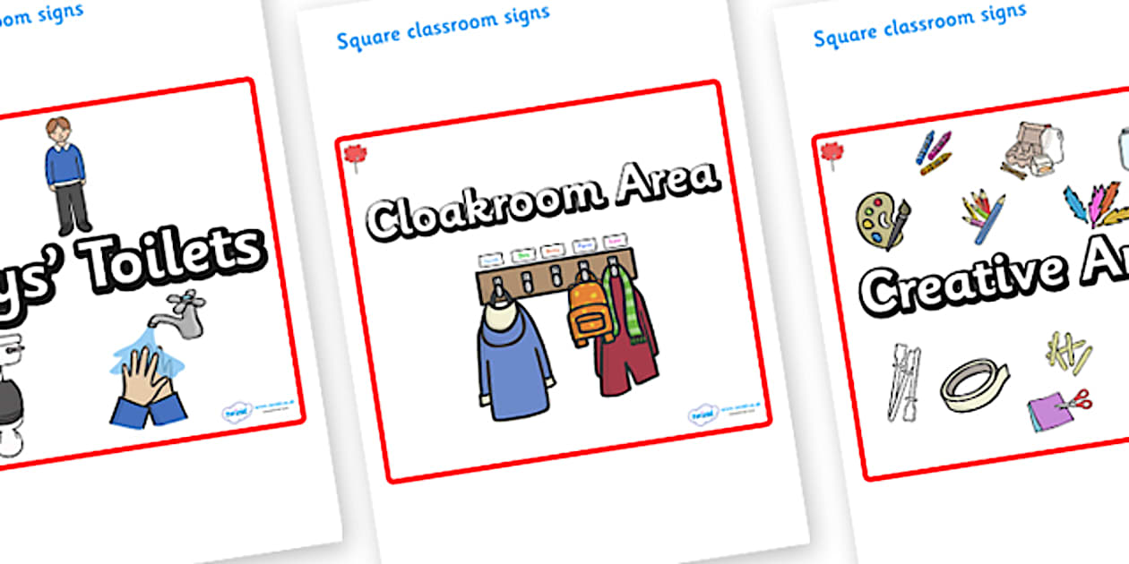 Maple Themed Editable Square Classroom Area Signs (Plain)
