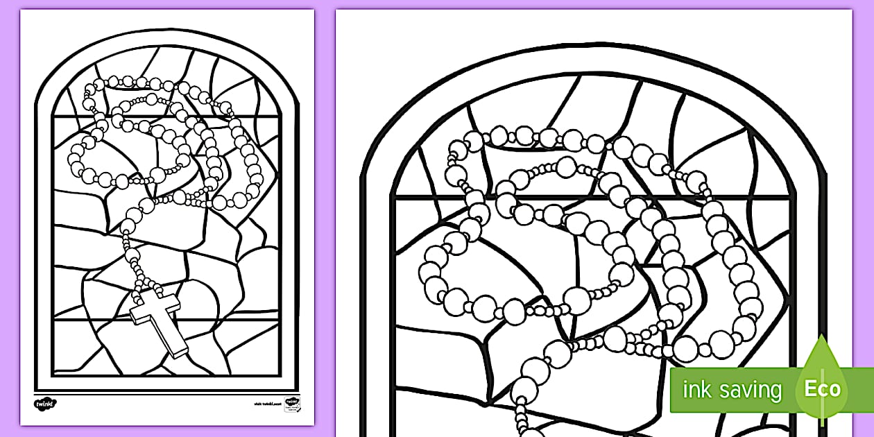 Stained Glass Month of the Holy Rosary Colouring Page