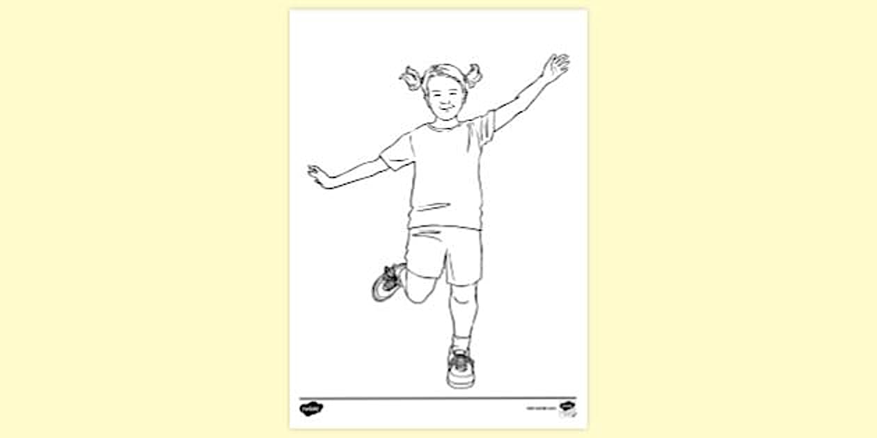 Hop Girl Pe Kit Colouring Sheet | Colouring Sheets - Twinkl