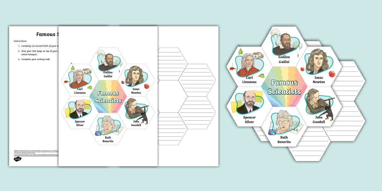 Famous Scientists Hexagon Writing Template (teacher made)