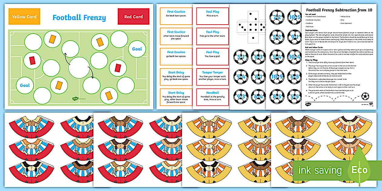 Subtraction From 10 Football Board Game (Teacher-Made)