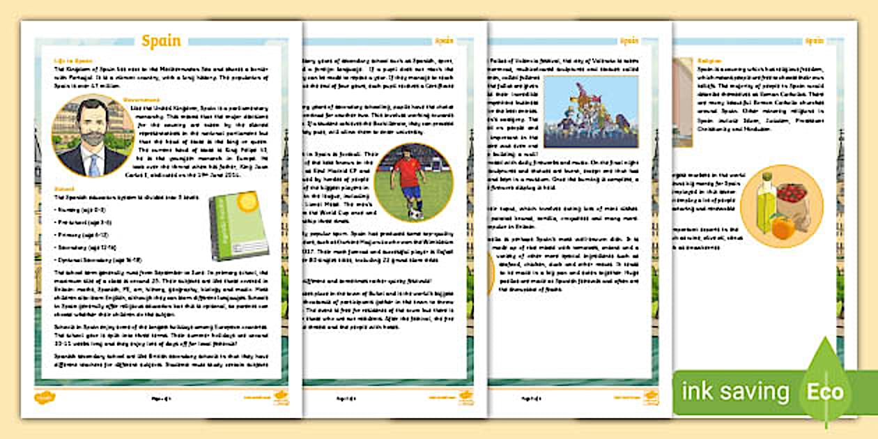 Spain Fact Sheets (teacher made) - Twinkl