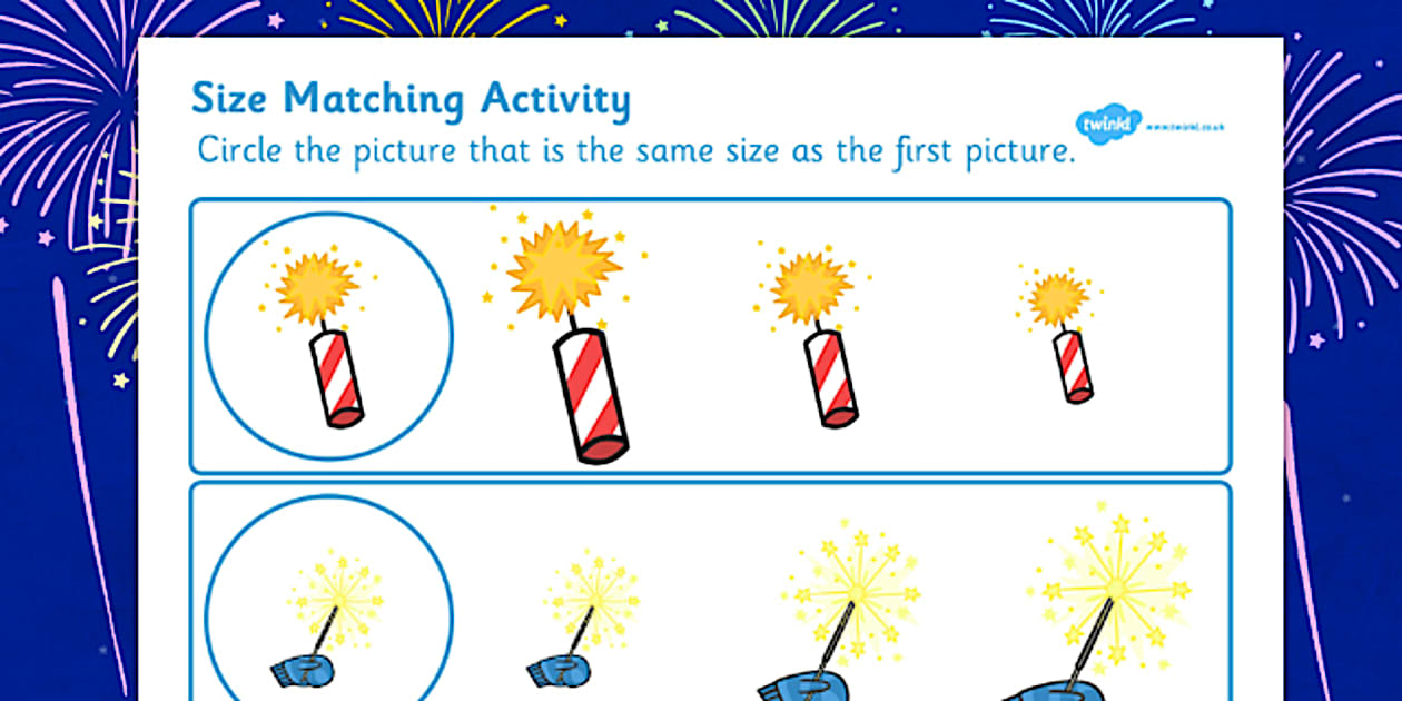 Bonfire Night Size Matching Worksheets (öğretmen yaptı)