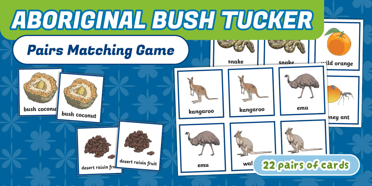 Aboriginal Bush Tucker Pairs Matching Game