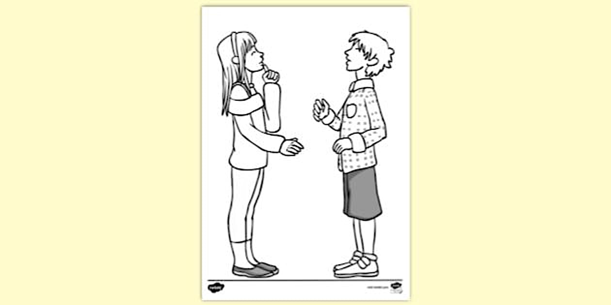 Children Talking Colouring Sheet | Twinkl (teacher made)