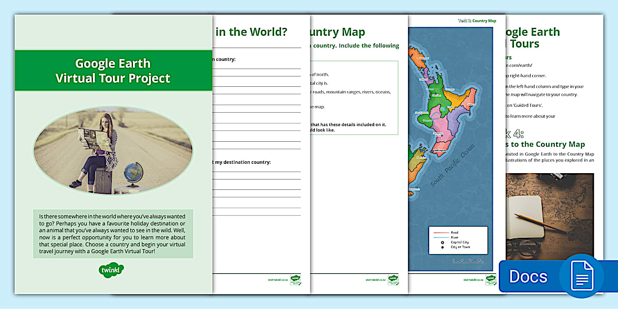 Google Earth Virtual Project Booklet (New Zealand) - Twinkl