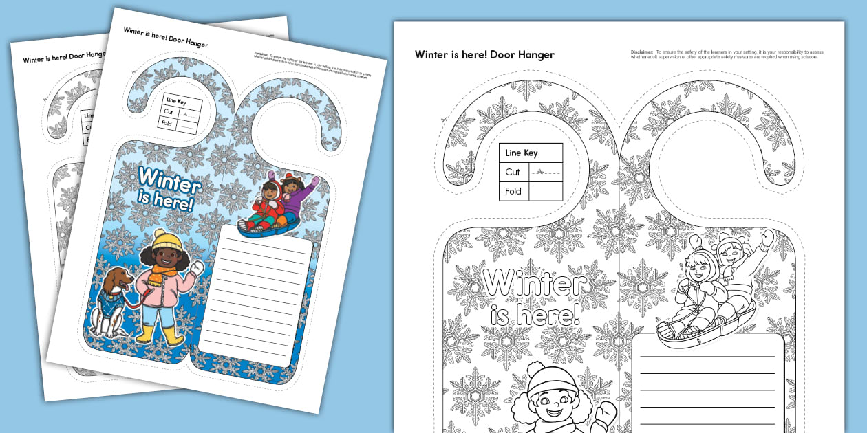 Winter Door Hanger Worksheet (Teacher-Made) - Twinkl