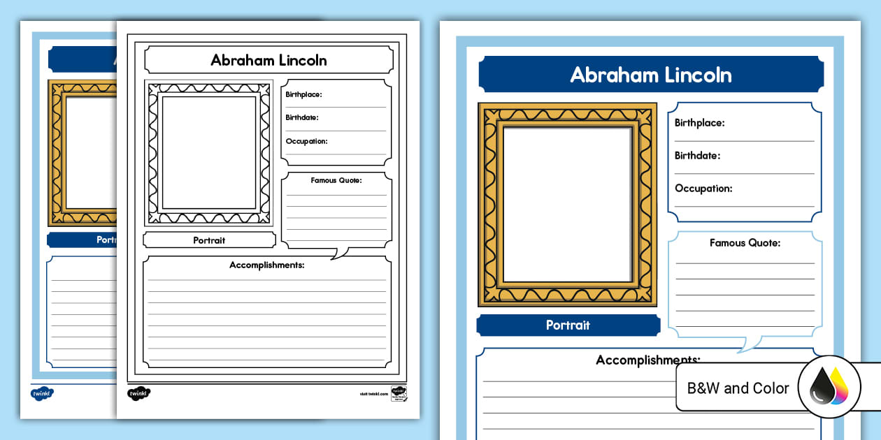 Abraham Lincoln Biography Worksheet for K-2nd Grade