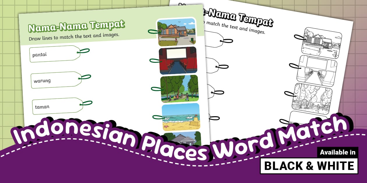 Indonesian Places Word Match Activity