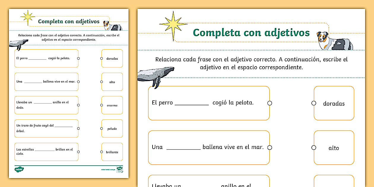 Ficha de actividad: Completa los adjetivos | Twinkl - Twinkl