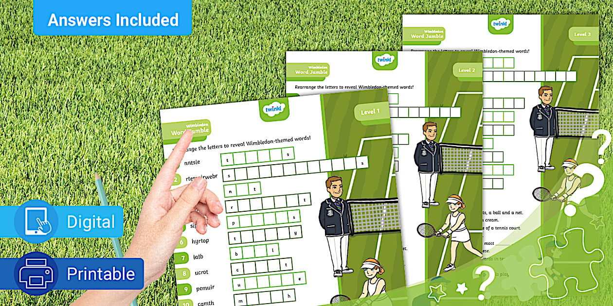 Wimbledon Word Jumble Puzzle - AL - Twinkl Puzzled - Kids