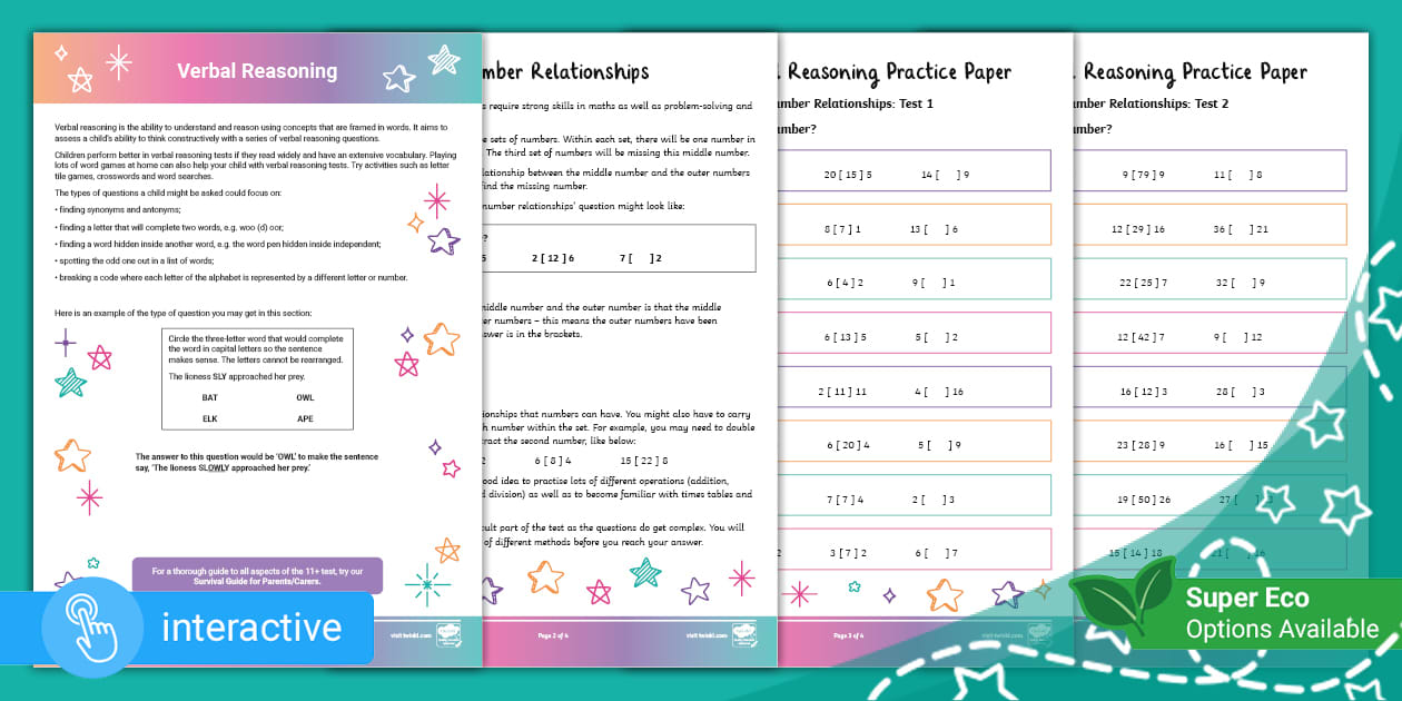 11+ Verbal Reasoning Practice Paper: Number Relationships