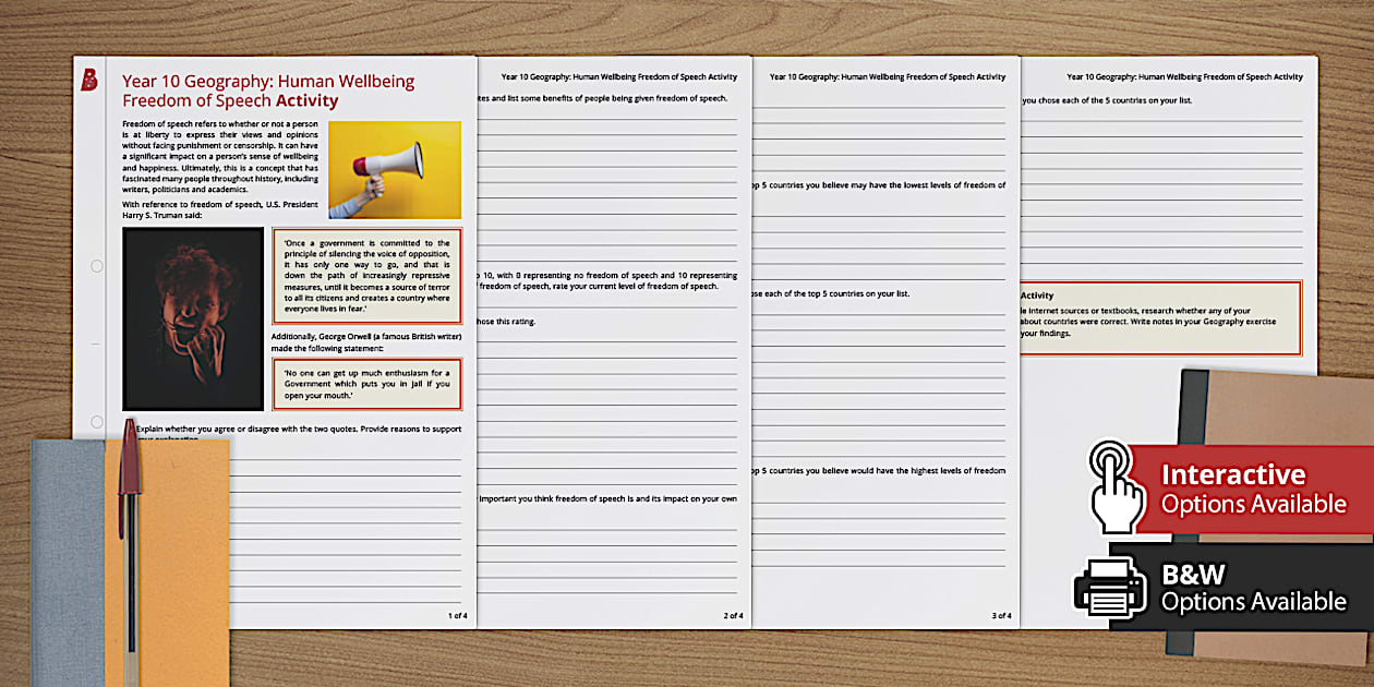 Year 10 Geography: Human Wellbeing Freedom of Speech