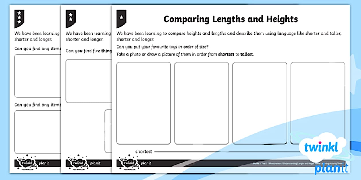 Editable Compare Heights and Lengths: PlanIt Maths Y1 Measurements