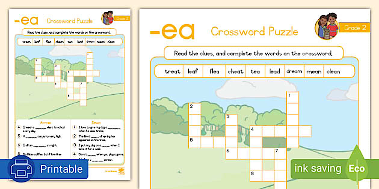 Grade 2 Phonics Crossword Puzzle -ea (teacher made) - Twinkl