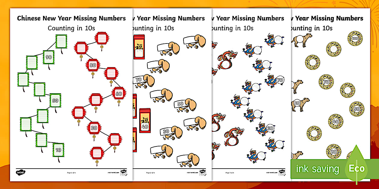 Chinese New Year Missing Numbers Counting in 10s Activity Pack