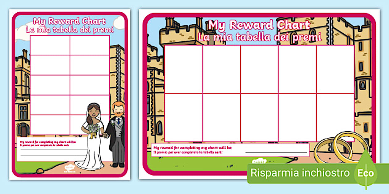 Wedding 10 Frame Sticker Reward Charts English/Italian