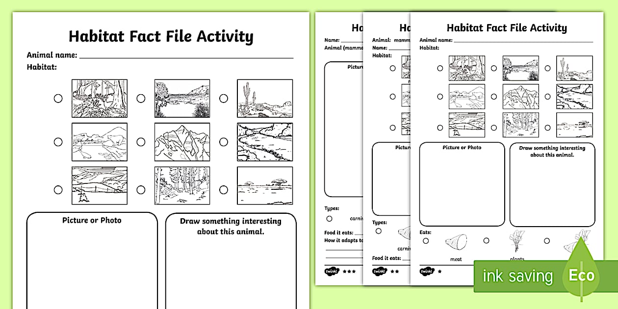 Editable Animal Habitat Differentiated Fact File Worksheets