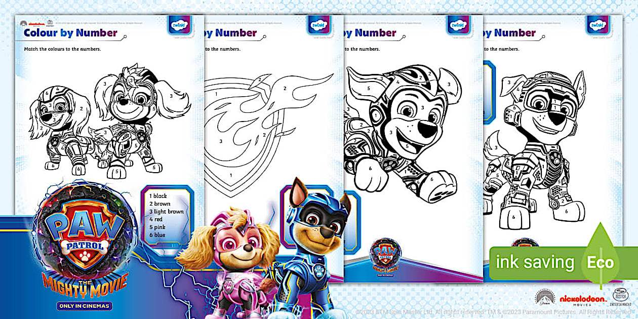 FREE! - 👉 PAW Patrol: The Mighty Movie - Colour by Number