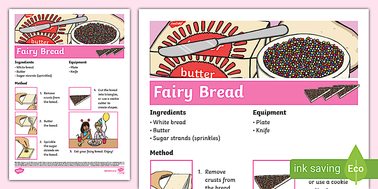 Fairy Bread Recipe - EYLF - Parents (teacher made) - Twinkl