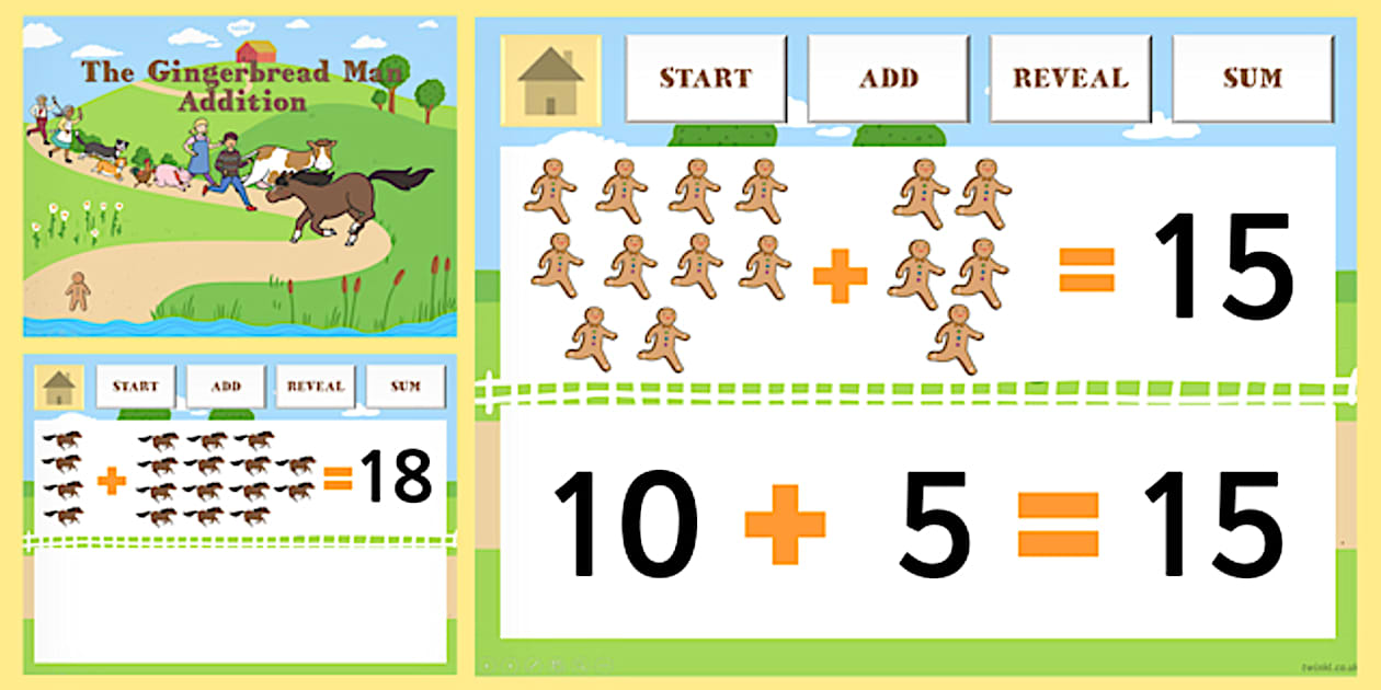 The Gingerbread Man Addition to 20 PowerPoint - Powerpoints