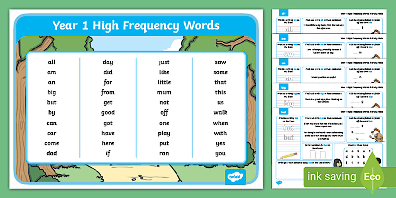 Year 1 High-Frequency Words Bumper Activity Pack - Twinkl