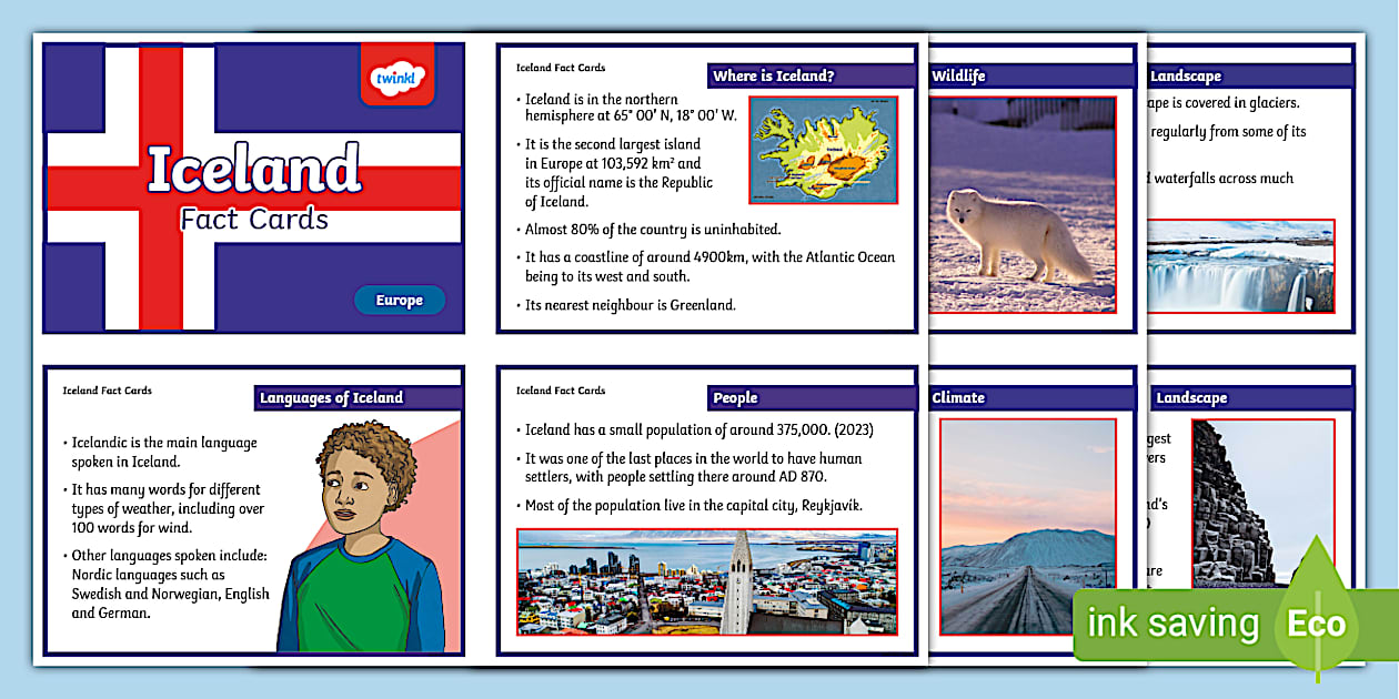 Iceland KS2 Fact Cards (teacher made) - Twinkl