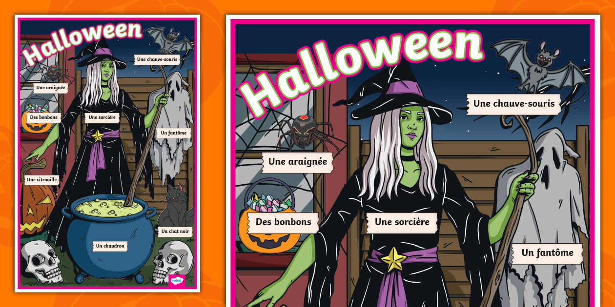 Halloween Display Poster French (teacher made) - Twinkl