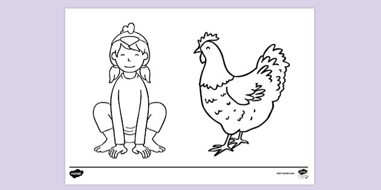 Hen Pose Colouring | Colouring Sheet (teacher made) - Twinkl