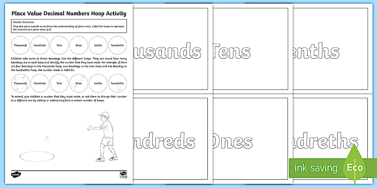 Place Value Decimal Number Hoop Activity (teacher made)