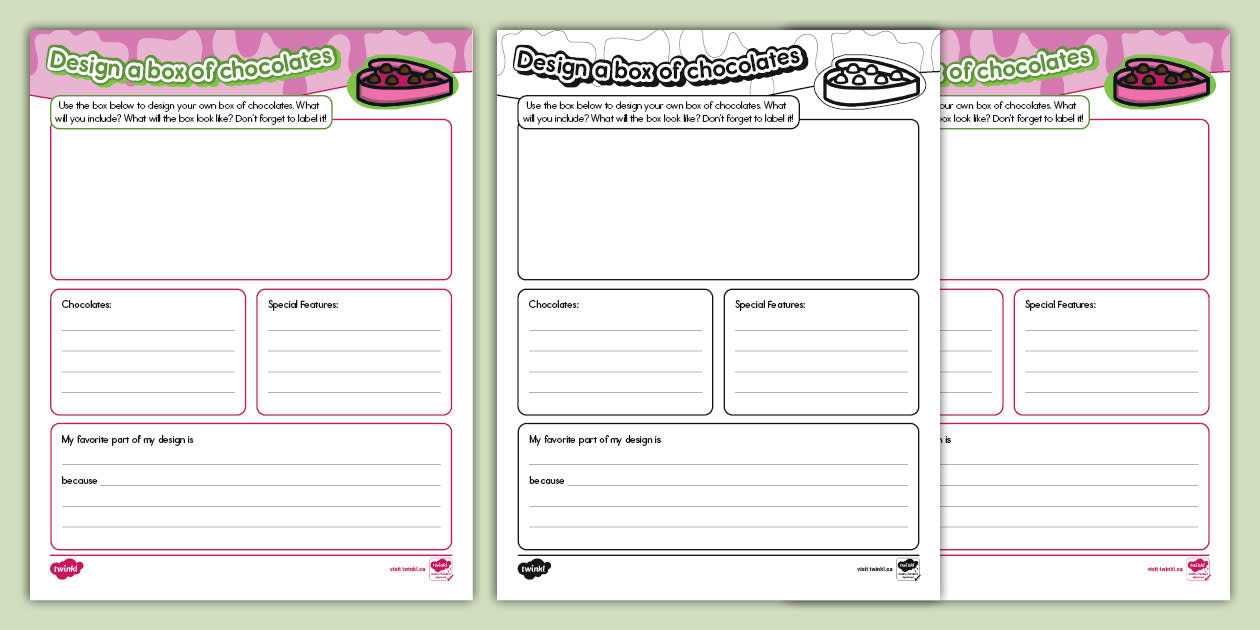 Design a Box of Chocolates Worksheet (teacher made) - Twinkl