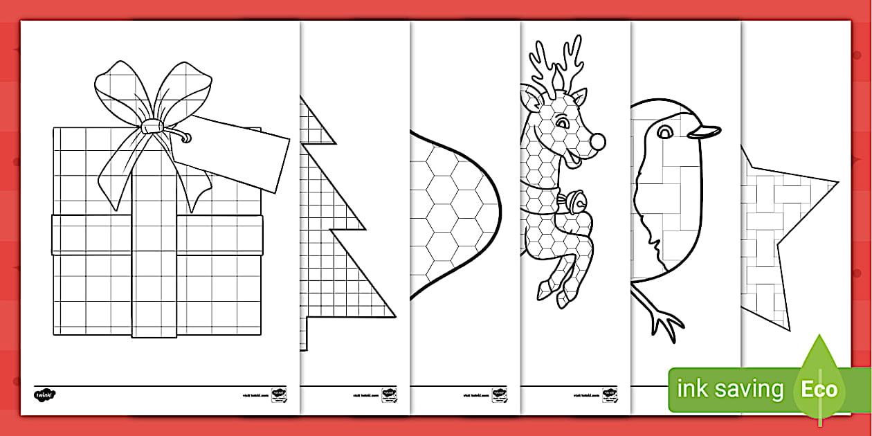 Christmas Mosaic Colouring (teacher made) - Twinkl