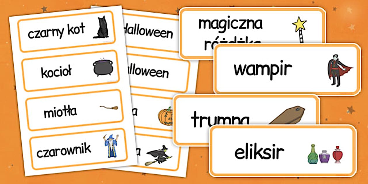 Karty ze słownictwem Halloween po polsku (teacher made)