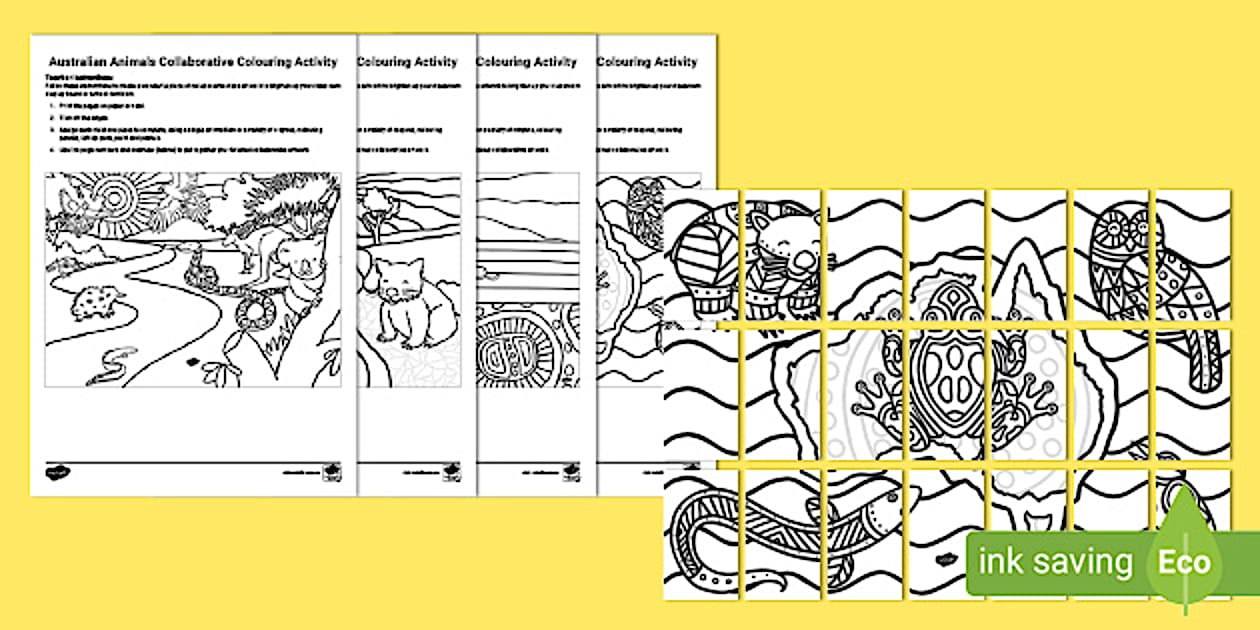 Australian Animals Group Colouring Activity (teacher made)