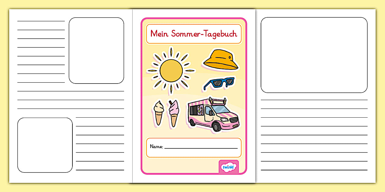 Sommer Tagebuch - Schreibvorlage (Teacher-Made) - Twinkl