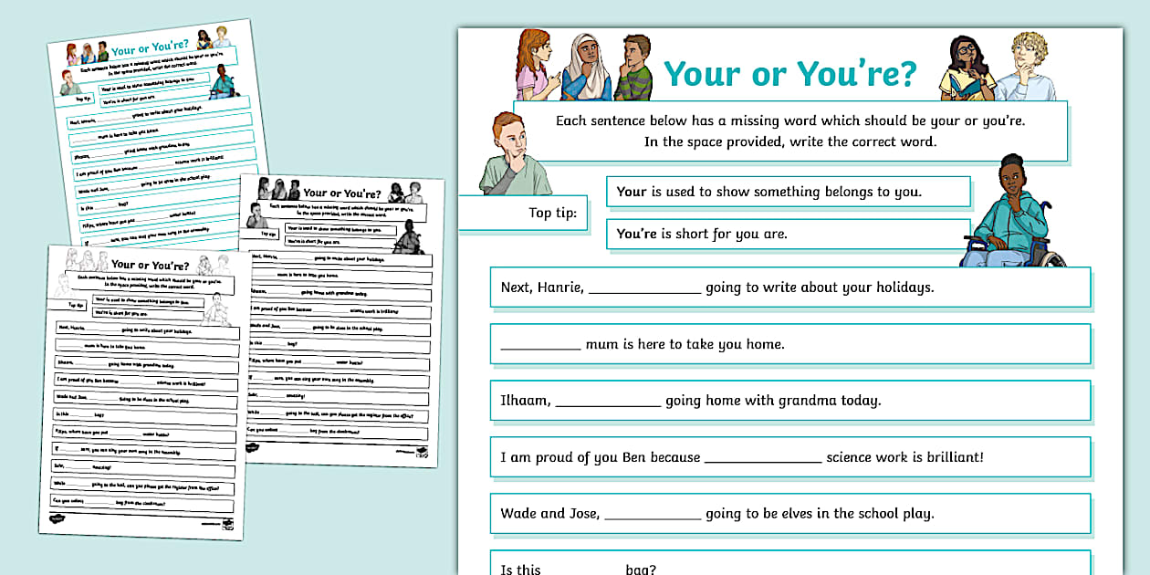 Your or You're Worksheet (Hecho por educadores) - Twinkl