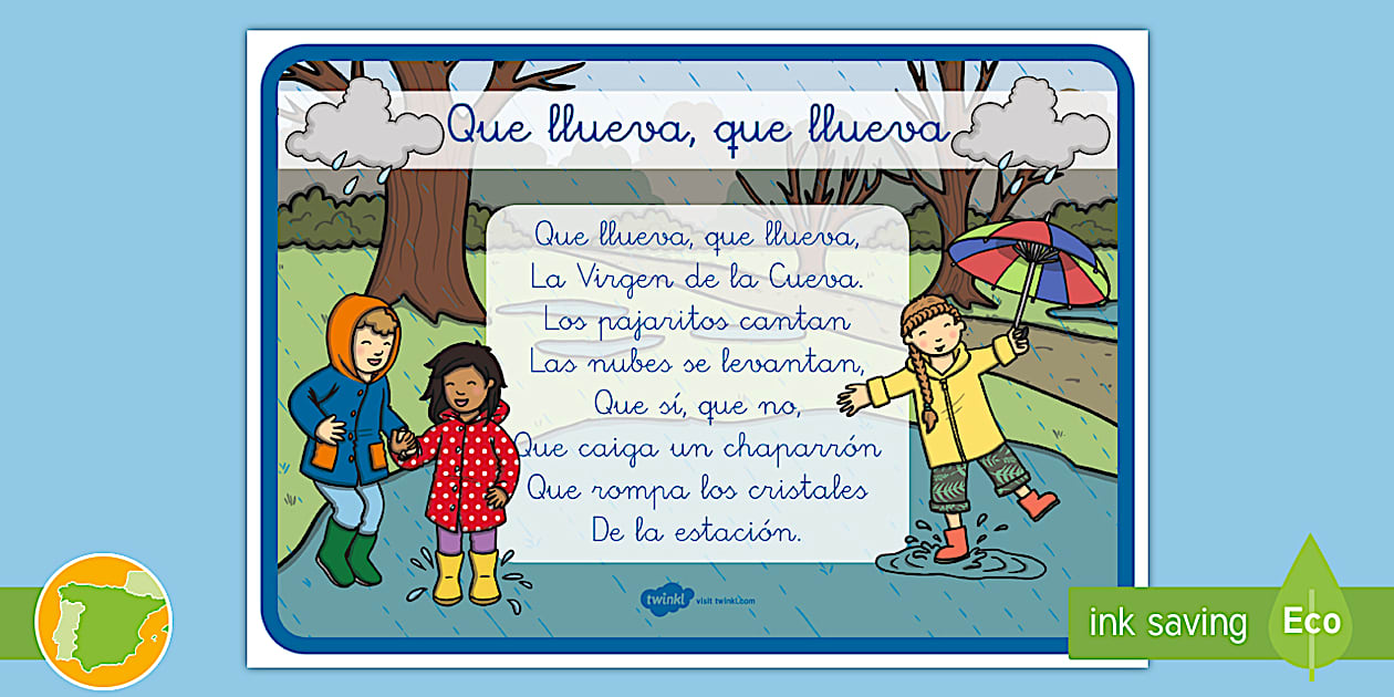 Que llueva, que llueva Póster (teacher made) - Twinkl
