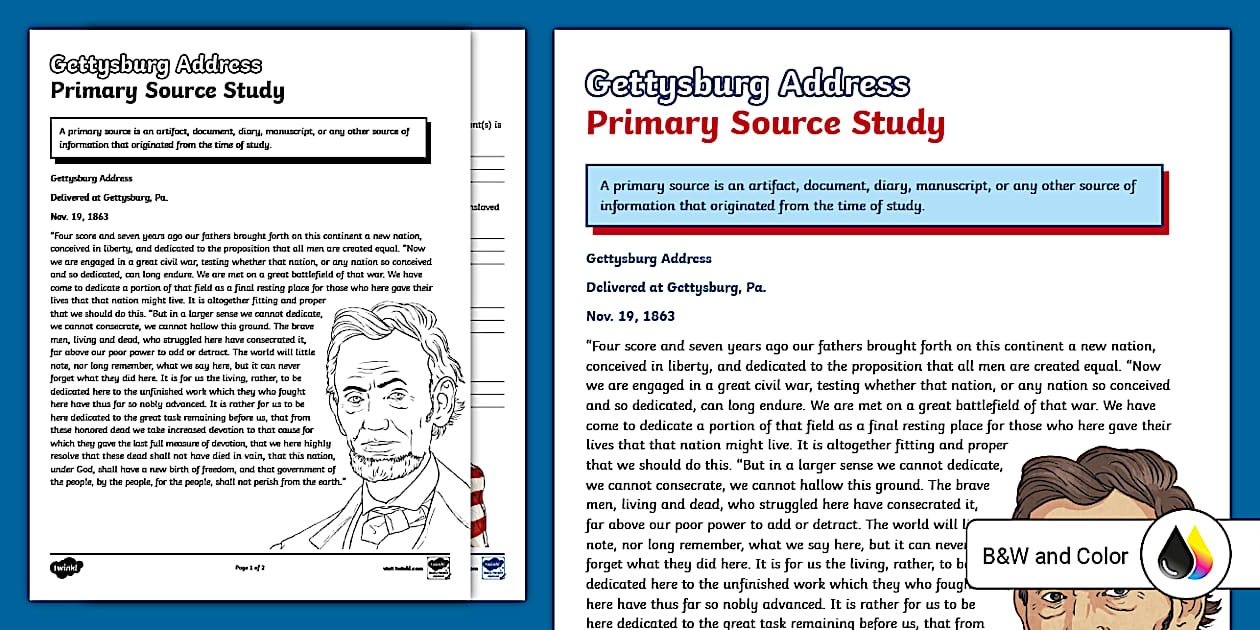 Eighth Grade Gettysburg Address Primary Source Study