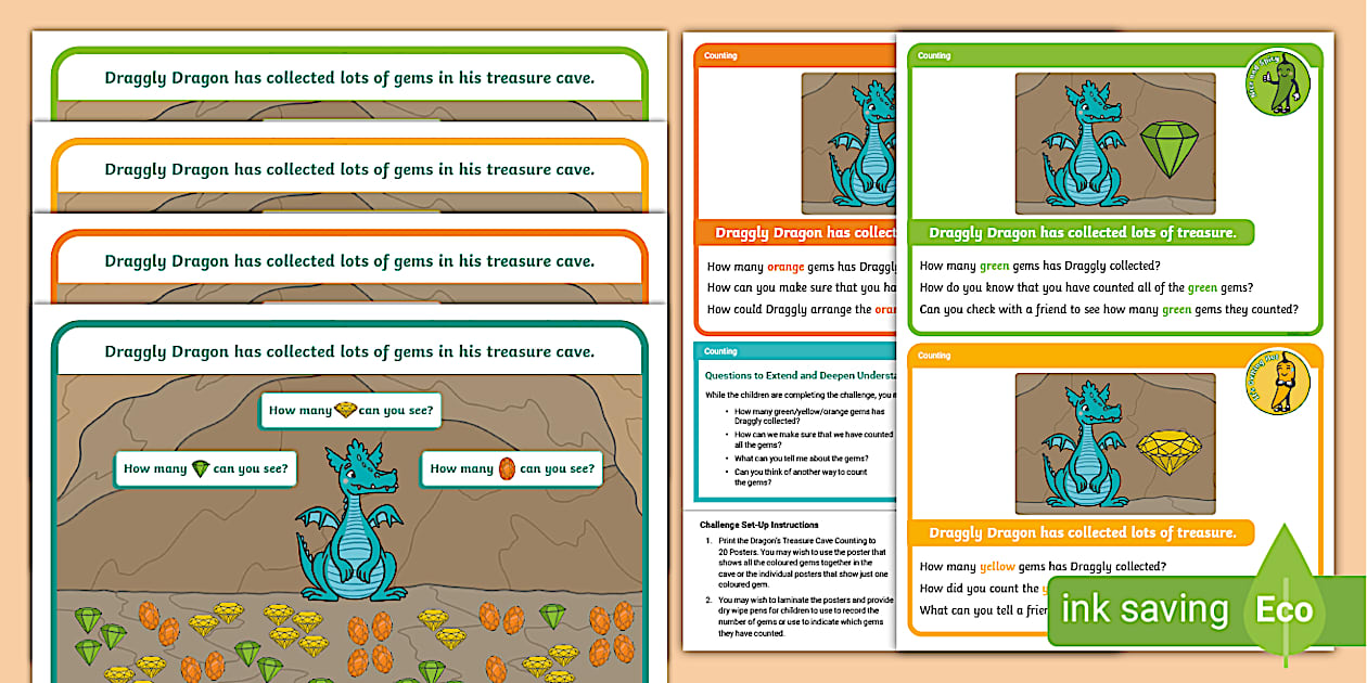👉 EYFS Maths Counting Chilli Challenges Dragon's Treasure Cave