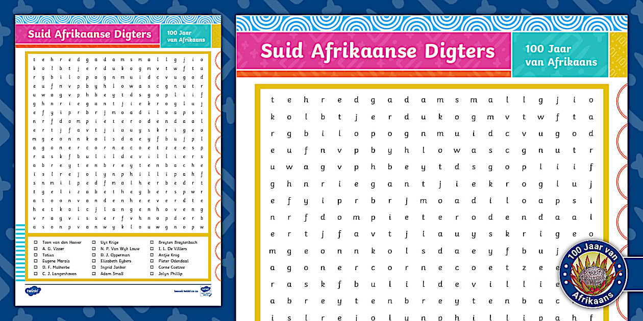 100 Jaar Van Afrikaans : Suid-Afrikaanse Digters Woordsoek
