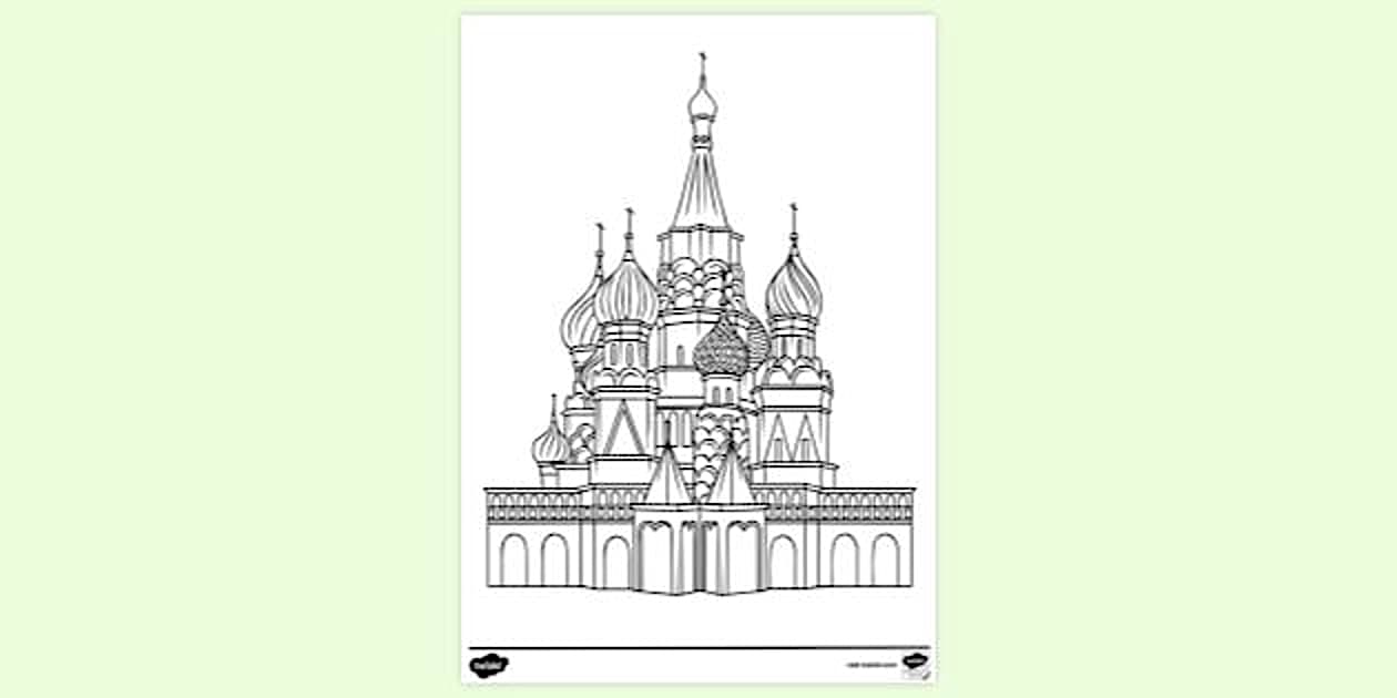 Russian Building Colouring Sheet (teacher made) - Twinkl