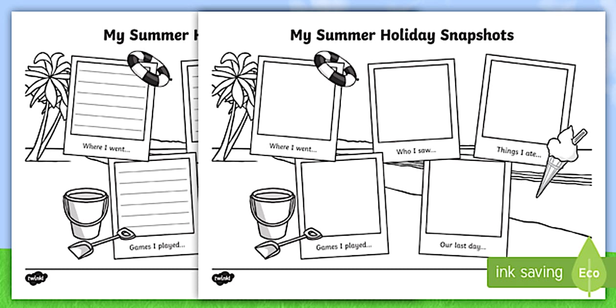 Summer Holiday Snapshots Writing Frames (teacher made)